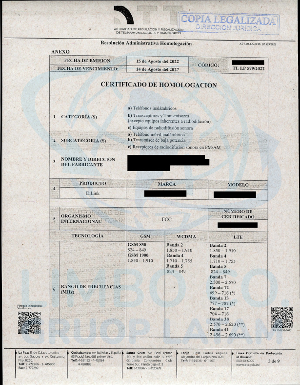 Bolivia Type Approval | Homologation requirements
