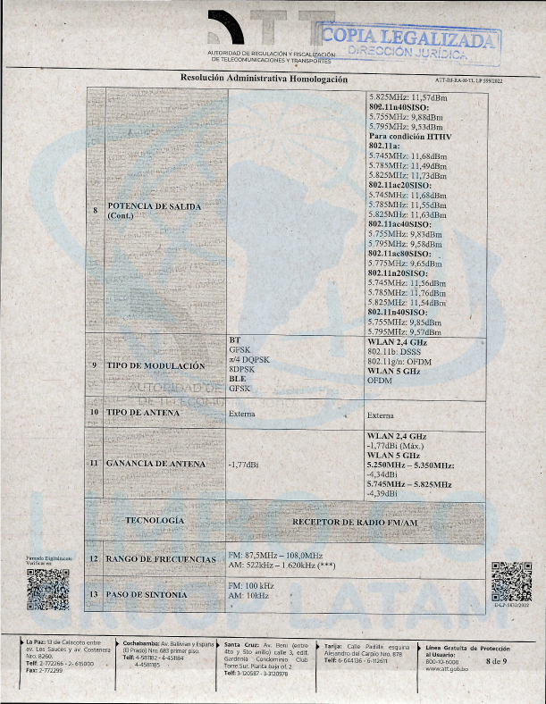 Bolivia Type Approval | Homologation requirements