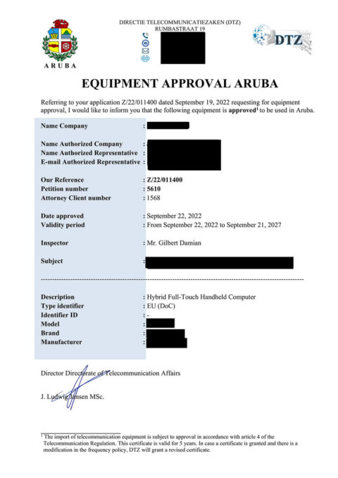 Approval in Aruba | Certification & Homologation in Aruba