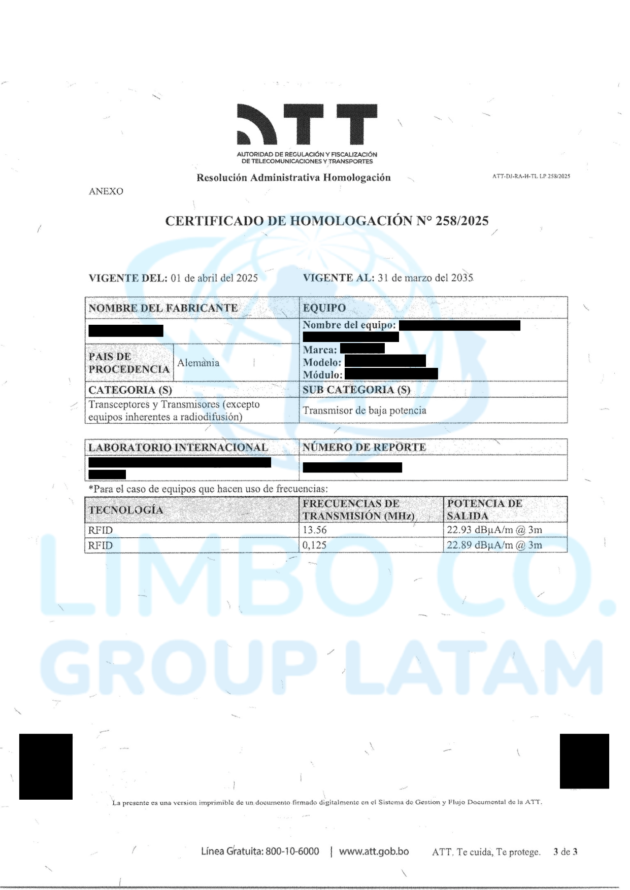 Bolivia Type Approval | Homologation requirements